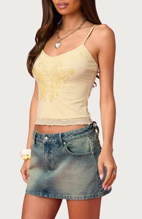 EDIKTED X Barbie® Sequin Beaded Mesh Camisole
