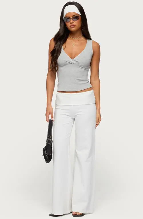 EDIKTED Wide Leg Foldover Pants