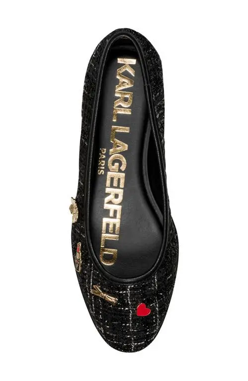 Karl Lagerfeld Paris Vadelle Tweed Ballet Flat - Black