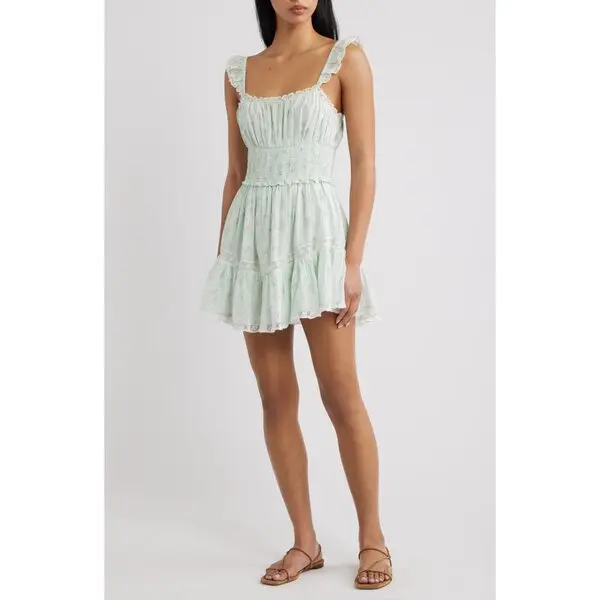 LoveShackFancy Maralina Print Ruffle Minidress