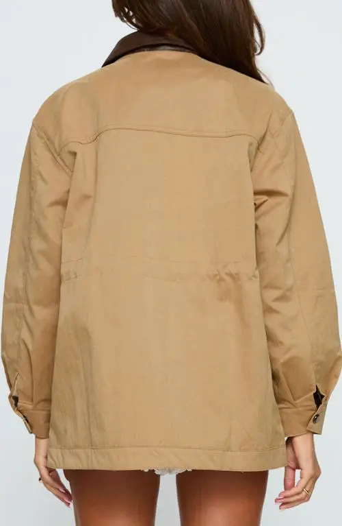 Princess Polly Philette Oversized Utility Jacket With Faux Leather Collar