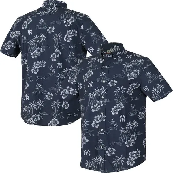 Reyn Spooner New York Yankees Kekai Performance Button-down Tri-blend Top - Navy