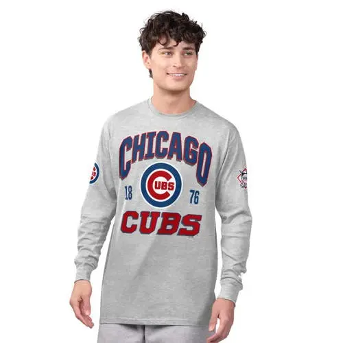 STARTER Heather Gray/ Chicago Cubs Two-pack Long Sleeve & Short Sleeve T-shirt Set