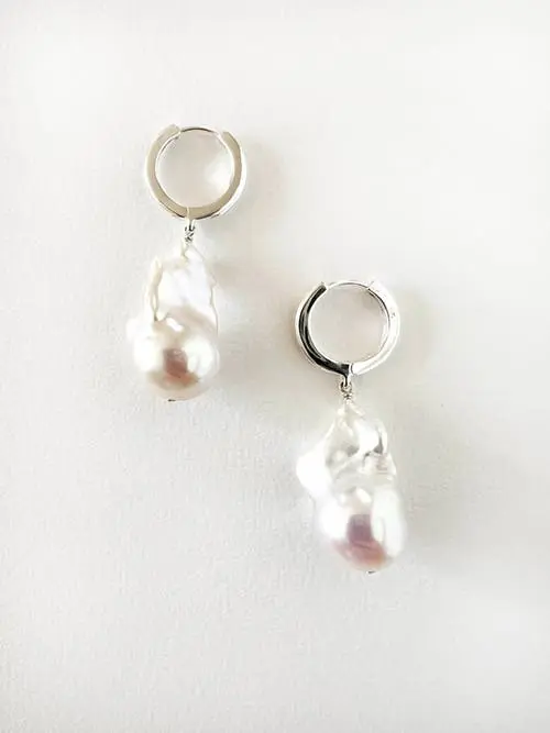 ASTOR & ORION Baroque Pearl Sterling Huggie Earrings