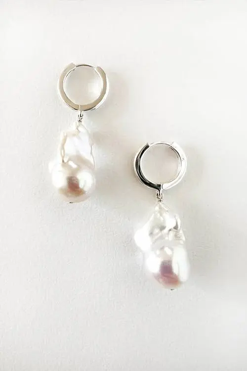 ASTOR & ORION Baroque Pearl Sterling Huggie Earrings