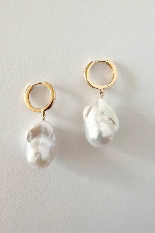 ASTOR & ORION 18k Plated Sterling Silver Baroque Pearl Huggie Earrings