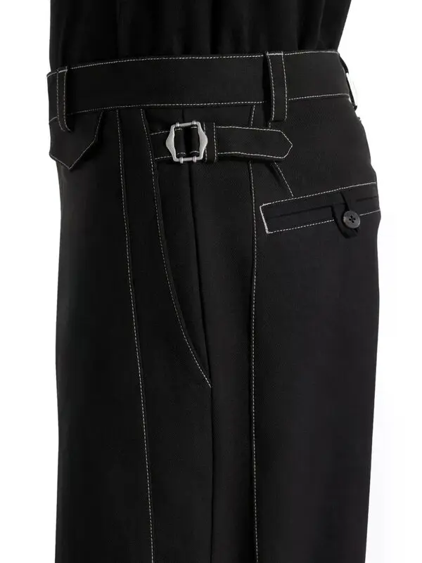 Manière De Voir Marceau Contrast-stitch Barrel-leg Trousers - Black