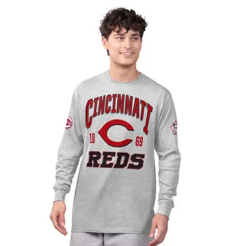STARTER Heather Gray/ Cincinnati S Two-pack Long Sleeve & Short Sleeve T-shirt Set