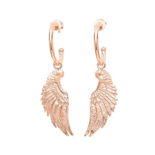 SEVEN SAINTS Angel Wing Small Hoop Earrings - Rose