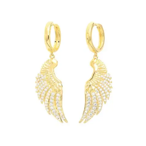 SEVEN SAINTS Angel Wing Pave Earrings - Gold