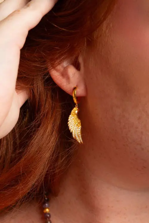 SEVEN SAINTS Angel Wing Pave Earrings
