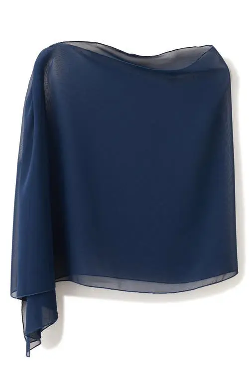 Mango Sheer Draped Poncho - Navy