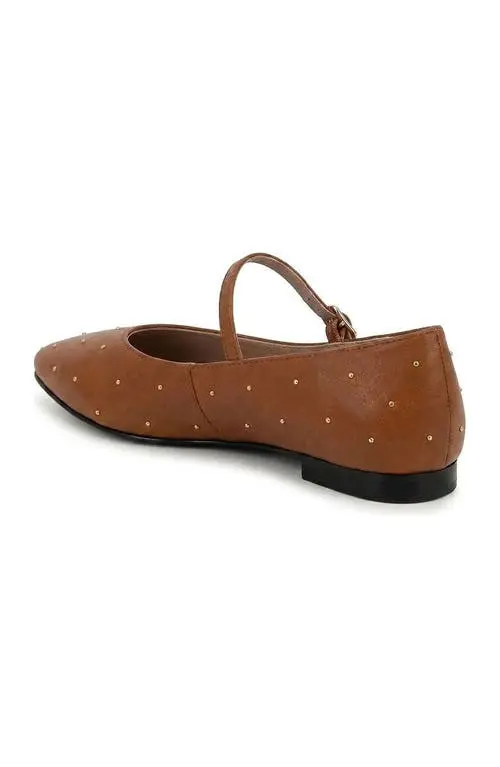 MENINA STEP Clara Flat Mary Jane Sandal - Tan
