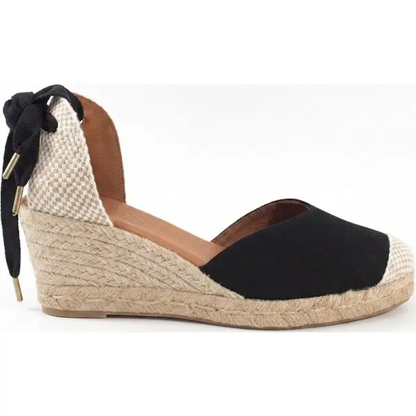 MENINA STEP Jimena Mid Laces Espadrille Sandal - Black