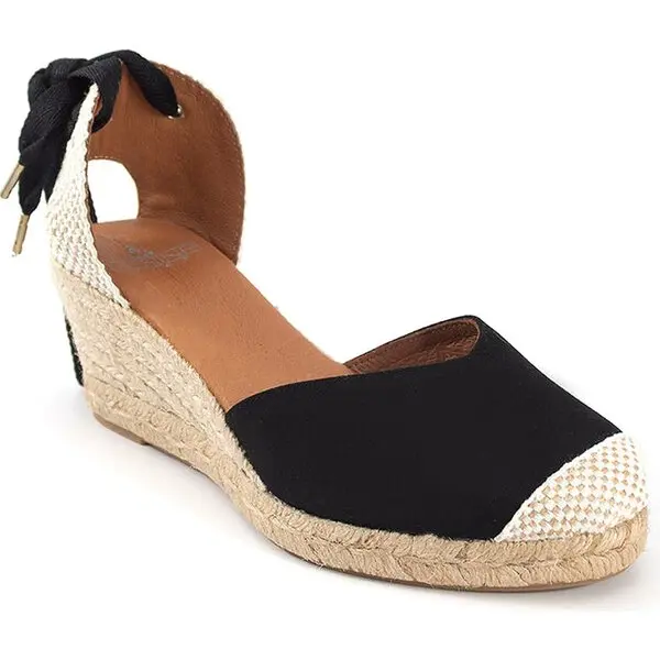 MENINA STEP Jimena Mid Laces Espadrille Sandal - Black