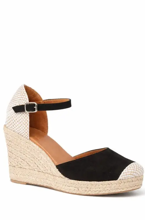 MENINA STEP Jimena High Strap Espadrille Sandal - Black