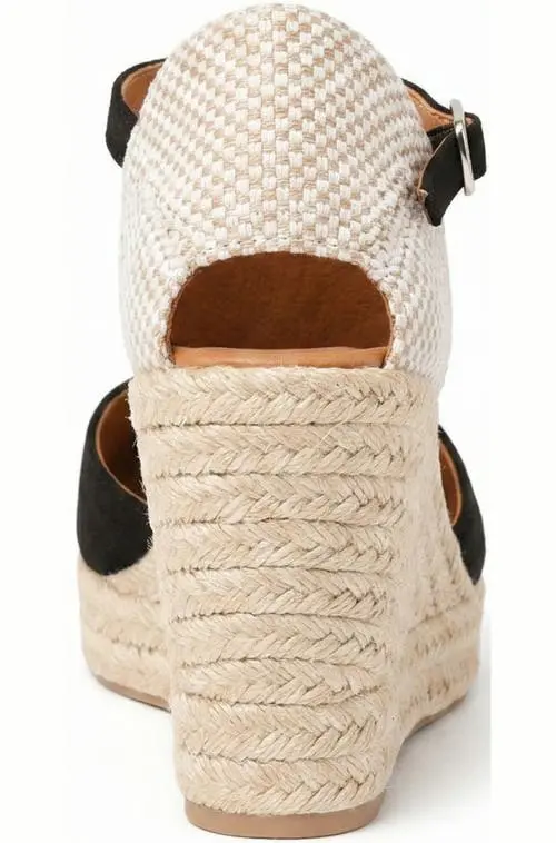 MENINA STEP Jimena High Strap Espadrille Sandal - Black