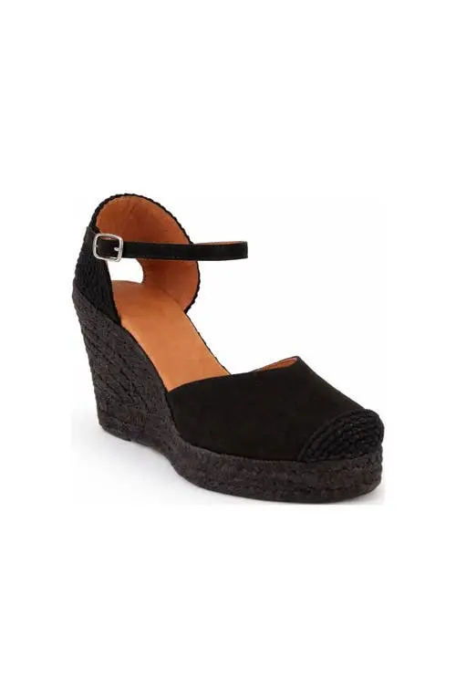 MENINA STEP Jimena High-strap All Espadrille Wedge - Black