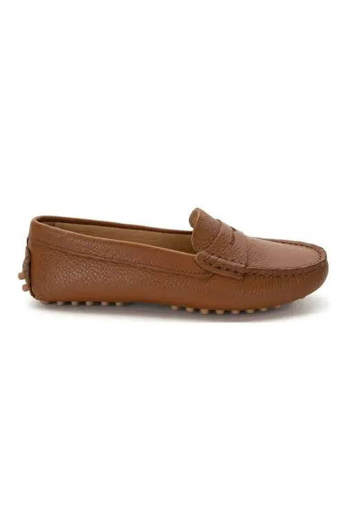 MENINA STEP Oporto Suede Moc Toe Penny Loafers - Camel