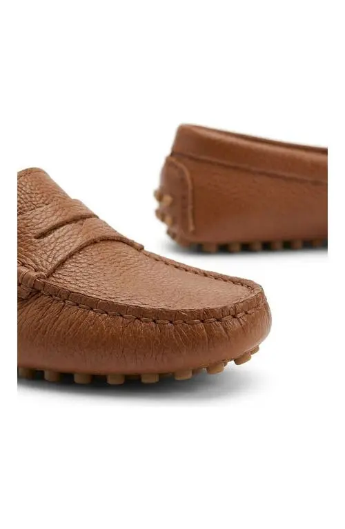 MENINA STEP Oporto Suede Moc Toe Penny Loafers - Camel