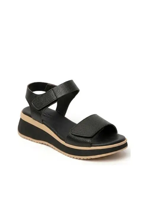 MENINA STEP Napoli Flat Wedge Sandal - Black