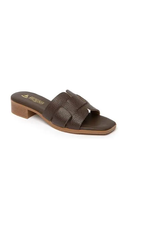 MENINA STEP Ona Espadrille Leather Mules - Chocolate