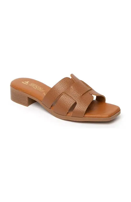 MENINA STEP Ona Espadrille Leather Mules - Chocolate