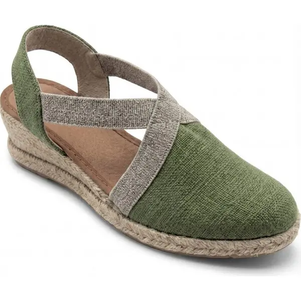 MENINA STEP Barbate Low Espadrille Wedge Sandals - Olive