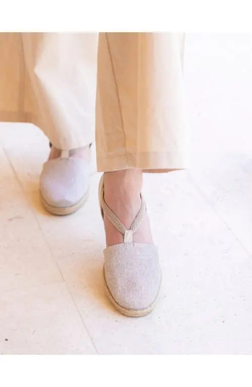 MENINA STEP Barbate Low Espadrille Wedge Sandals - Silver