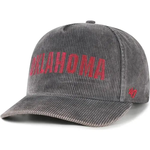'47 Oklahoma Sooners Reclaim Snow Wash Corduroy Hitch Adjustable Hat - Gray