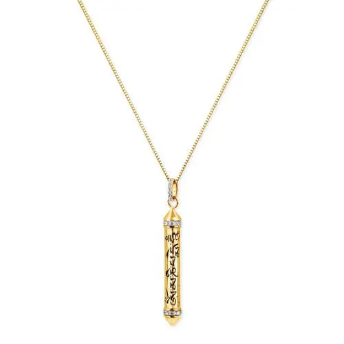 SEVEN SAINTS Om Mani Padme Hum" Topaz Prayer Necklace - Gold