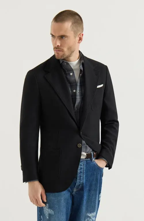 Brunello Cucinelli Cashmere Panama Deconstructed Blazer With Patch Pockets