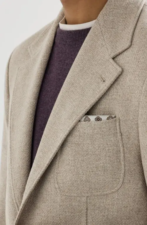 Brunello Cucinelli Cashmere Panama Deconstructed Blazer With Patch Pockets And Metal Buttons