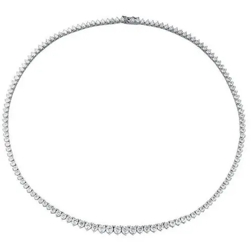 LENI JAMES The Liz 3-prong Graduated Tennis Necklace - Silver