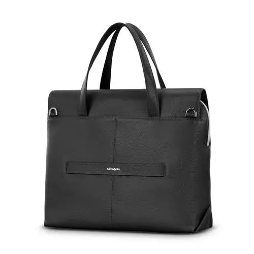 SAMSONITE Convertible Leather Briefcase With Laptop Sleeve - Black