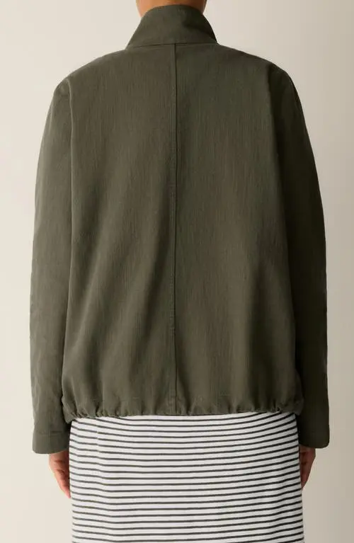Eileen Fisher Zip-up Organic Cotton & Linen Jacket - Olive