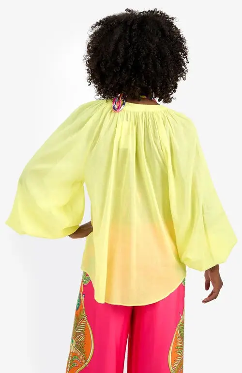 Trina Turk Norry Long-sleeve Printed Cotton Top - Citrus