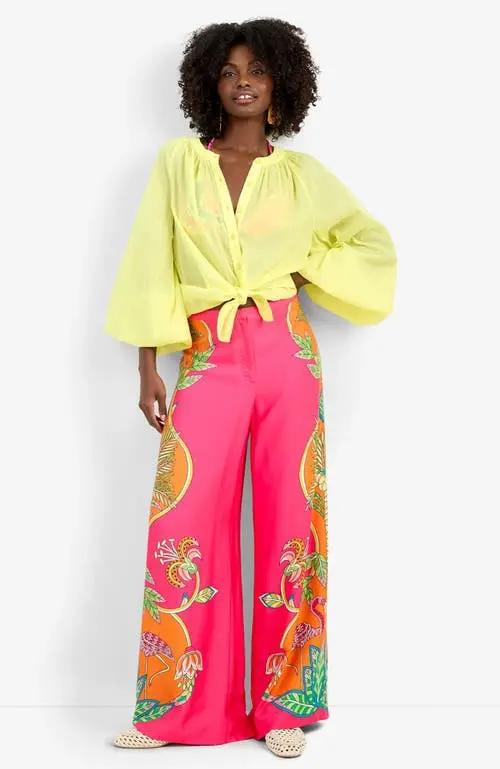 Trina Turk Norry Long-sleeve Printed Cotton Top - Citrus