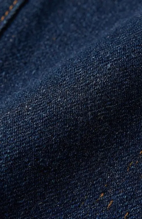 MODENAIRE Belted Denim Peplum Top - Navy