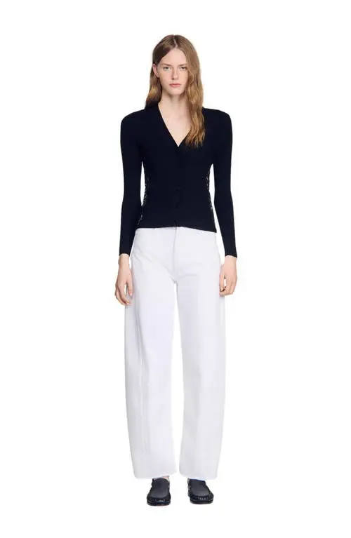 Sandro Cardigan With Lace Panel