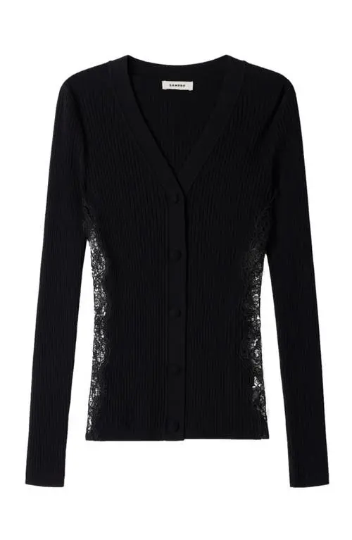 Sandro Cardigan With Lace Panel
