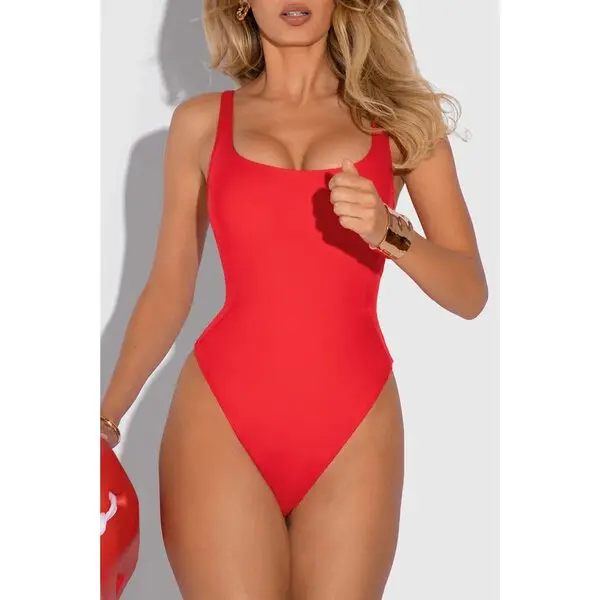 TA3 Sculpting One-piece Swimsuit With Lace-up Detail - Red