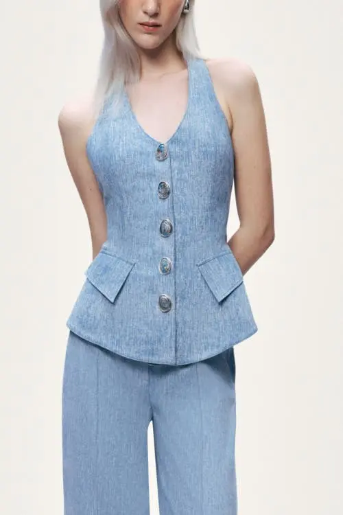 NOCTURNE Embellished Halter Neck Bustier Top