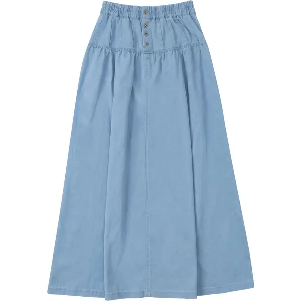 NONI DAILY Button-front Tiered A-line Maxi Skirt - Light Denim