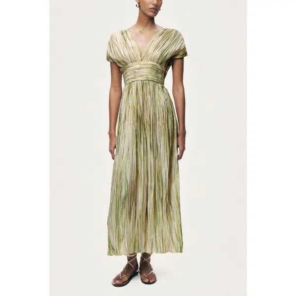 NOCTURNE Printed V-neck Midi Dress