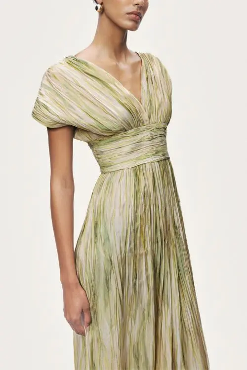 NOCTURNE Printed V-neck Midi Dress