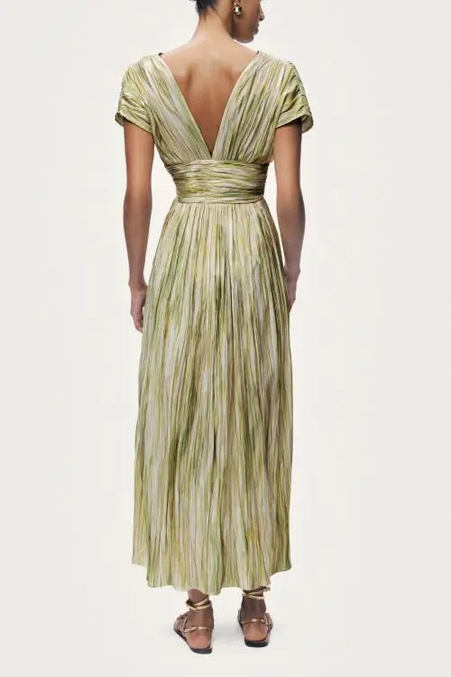 NOCTURNE Printed V-neck Midi Dress