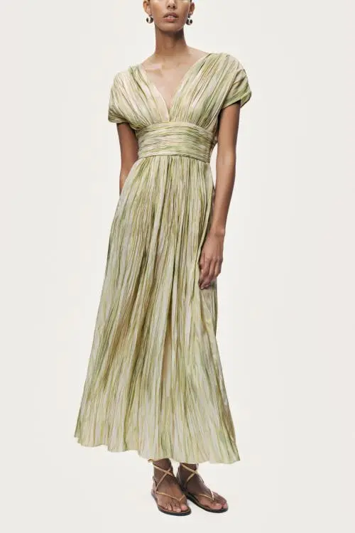 NOCTURNE Printed V-neck Midi Dress