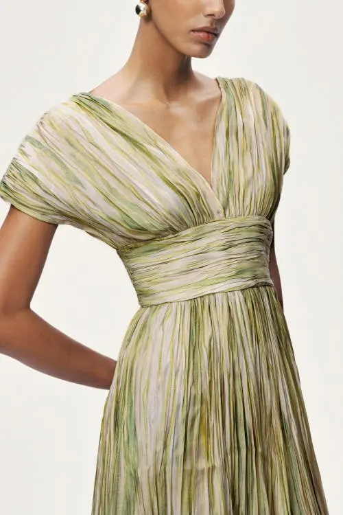 NOCTURNE Printed V-neck Midi Dress