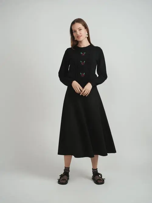 DICIANNOVE Embroidered Cable Knit Sweater